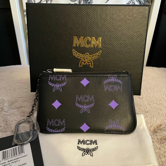 MCM | Bags | Nwt Mcm Color Splash Logo Leather Compact Zip Pouch Full Inclusion | Poshmark